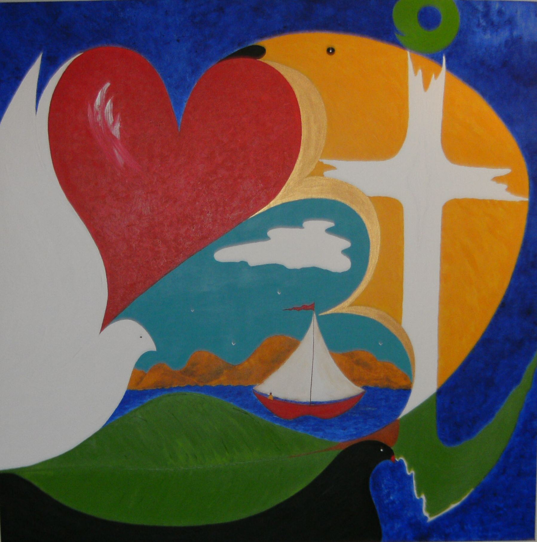 Scheepje onder Jezus hoede. – Mensbootje